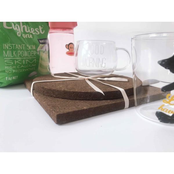 Quality Square Dark Cork Placemats 24x24cm Multiuse For Pottery Barn for sale