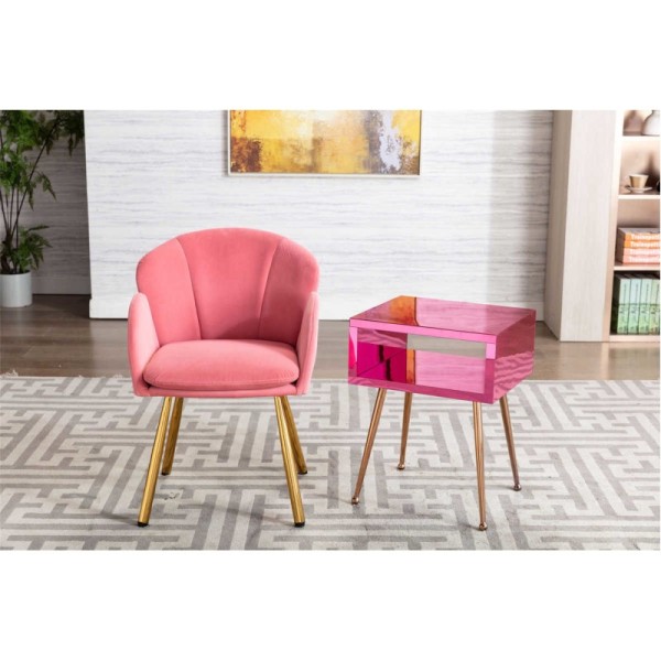 Quality Peach Color Mirror Coffee Bedside Table 17.91inch Width Long Time Using for sale