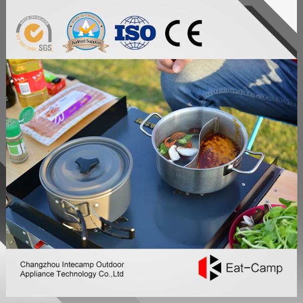Quality Solid Wood Foldable Picnic Table , Aluminum Alloy Camping Cooking Table for sale