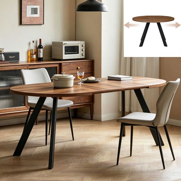 Quality Wholesale Modern Wooden Extendable Dining Table Folding Dining Room Furniture Simple Round Adjustable Expandable Dining Table for sale