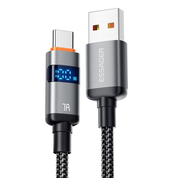 Quality ESSAGER ES-X61 USB A to C Cable 100W Fast Charging Grey for sale