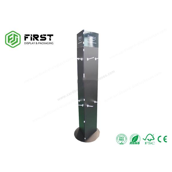 Quality Full Color Printing POS Flat Packing Cardboard Floor Display Stand With Hooks for sale