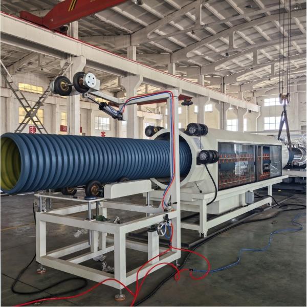 Quality PE / PP / PVC Double Wall Corrugated Pipe Extrusion Line With Helical Gear And for sale