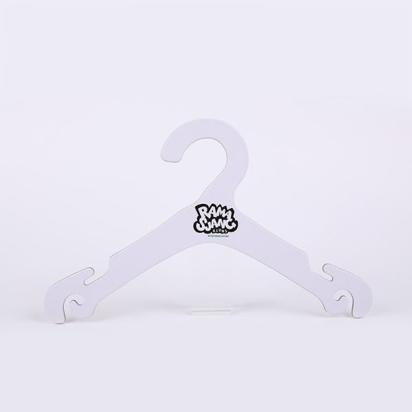 Quality FSC Paper Baby Hangers Cardboard Material Kids Shirt Hangers With Custom Logo Printing for sale