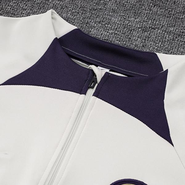 Quality Ivory Full Zip Football Team Tracksuits Training Kit Set for sale