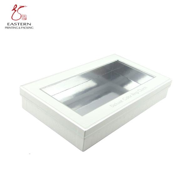 Quality Plain 30mm Height Rectangle White Cardboard Gift Boxes With Clear Lid for sale