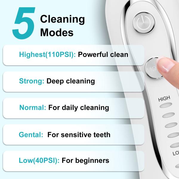 Quality 2500mah Ultrasonic Teeth Cleaner 5 Modes Handheld Water Flosser Portable for sale