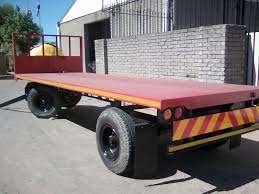 Quality Farm Truck Platform Flatbed Drawbar Full Trailer With Ladder for sale