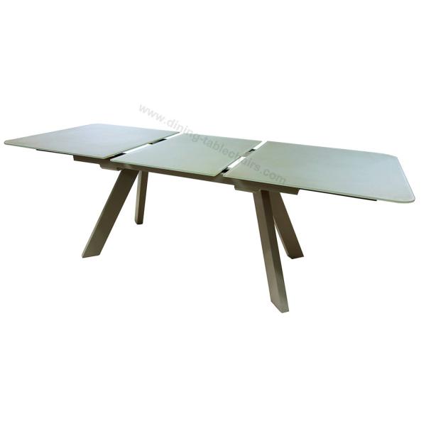 Quality Stylish Painted Tempered Glass Dining Table , Rectangular Extension Dining Table for sale
