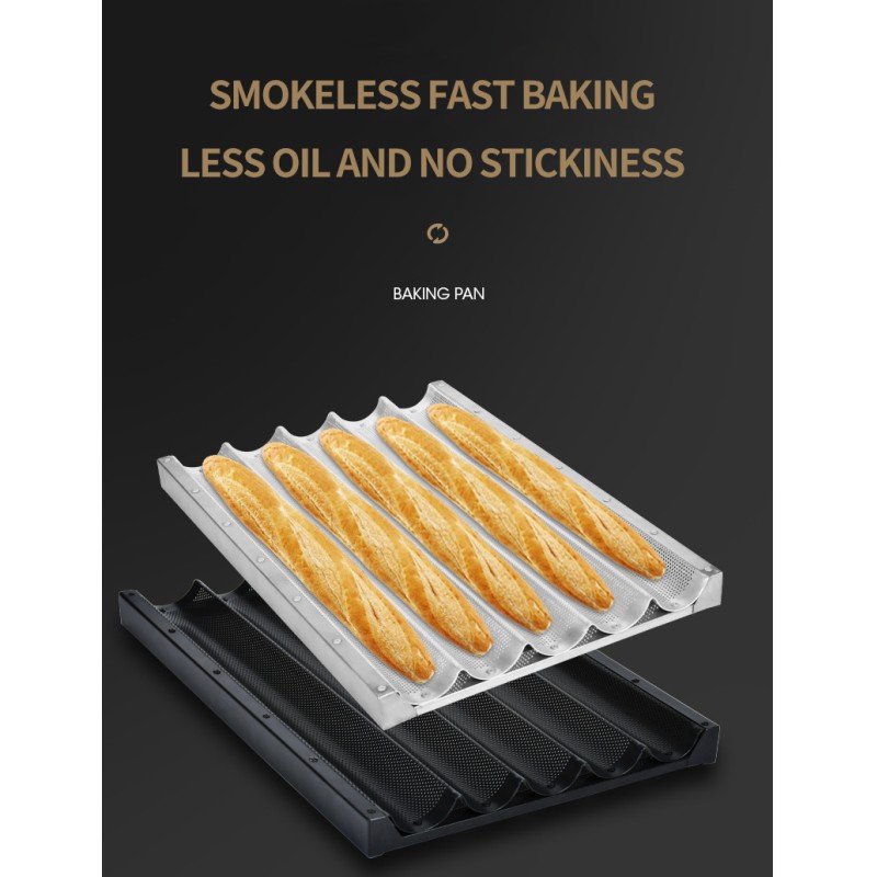 Non Stick 5 Waves Baguette Baking Pan French Bread Mold Baguette Tray