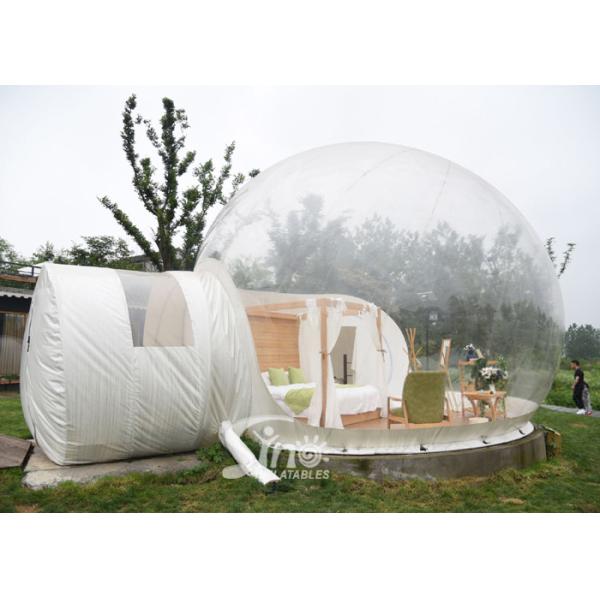 Quality 4m Outdoor Transparent Inflatable Camping Bubble Tent With Frame Tunnel Entrance for sale