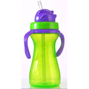 Quality Green Purple 9oz 290ml Baby Weighted Straw Cup With Handle for sale