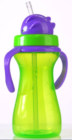 Quality Green Purple 9oz 290ml Baby Weighted Straw Cup With Handle for sale