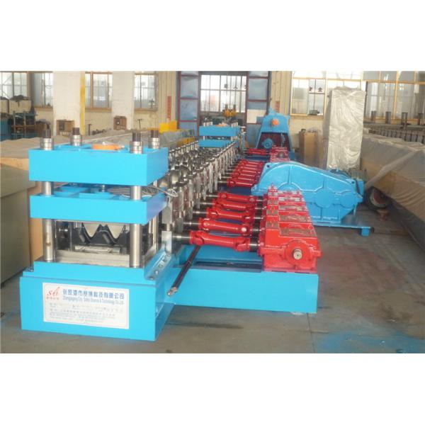 Quality Gear Box Driven GuardRail Roll Forming Machine , Metal Deck Roll Forming Machine for sale