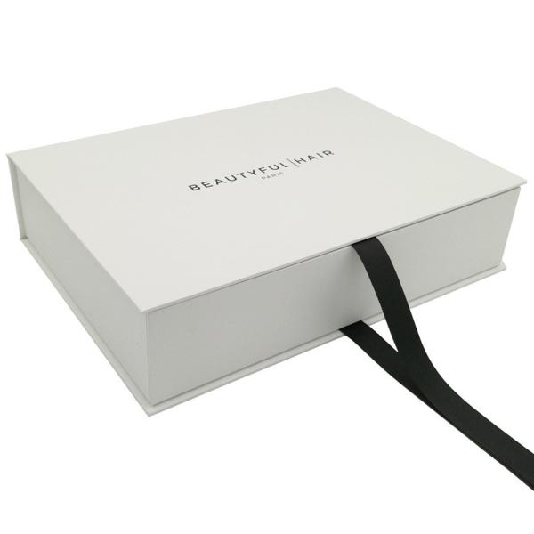 Quality White Rigid Cosmetic Packaging Box Small Eco Friendly With Ribbon for sale