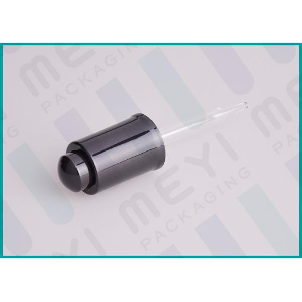 Quality 18/410 Glass Oil Dropper With ABS Material UV Shiny Silver Press Button for sale
