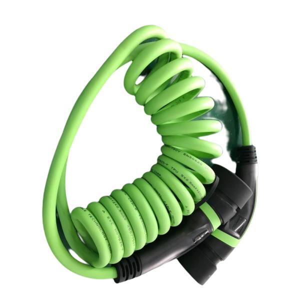 Quality IP67 32amp 3 Phase 22kw Type 2 Charging Cable Coiled Standard Grounding for sale