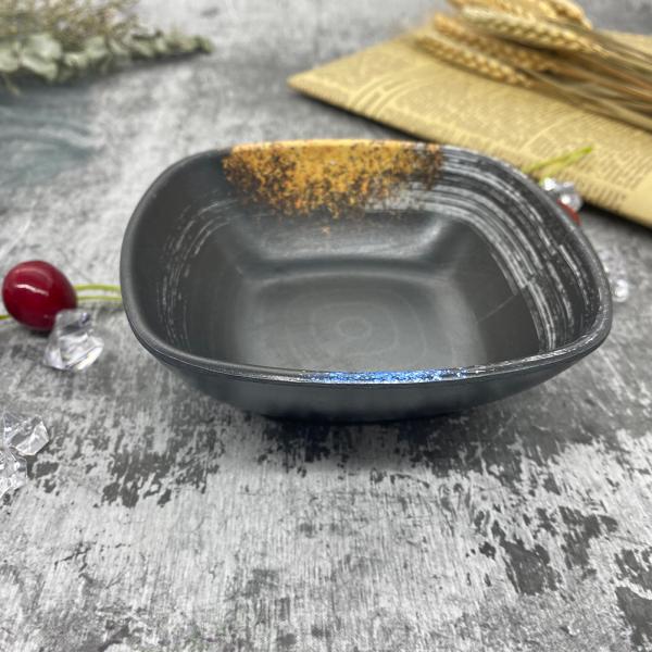 Quality 5 Inch Black Rectangular Melamine Salad Bowl Matt Finish BPA Free for sale