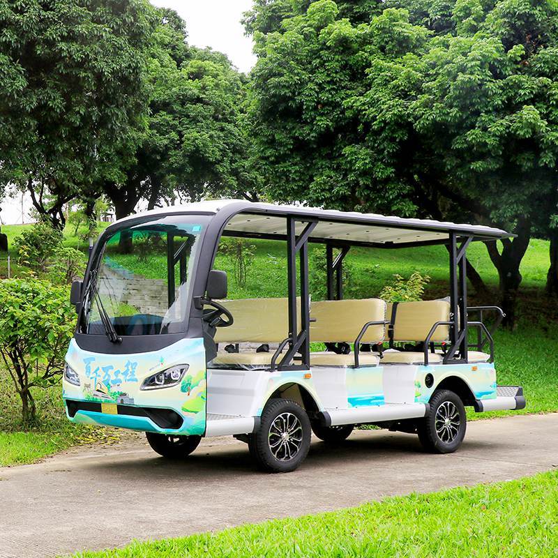 Quality Blue 11 Seater Electric Sightseeing Car With 72V 7.5KW KDS Motor for sale