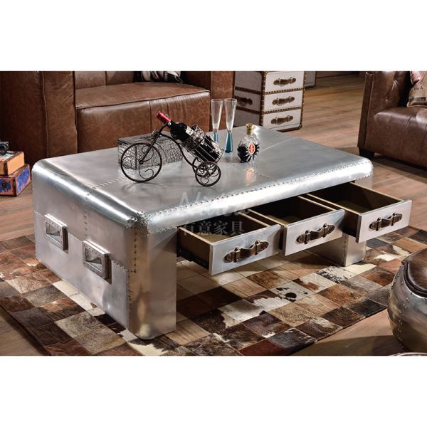Quality Nidea #8529 Retro Industrial Loft Style Aluminum Coffee Table for Living Room and Hotel Handmade Durable for sale