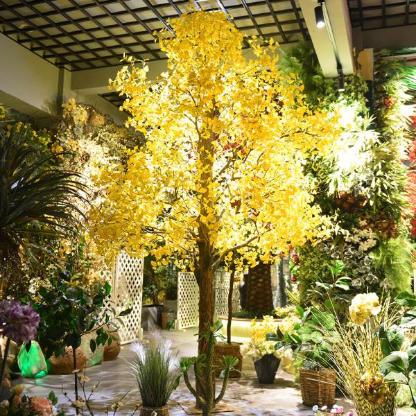 Quality Evergreen Artificial Ginkgo Tree Natural Color Outdoor Anti UV Plants for sale