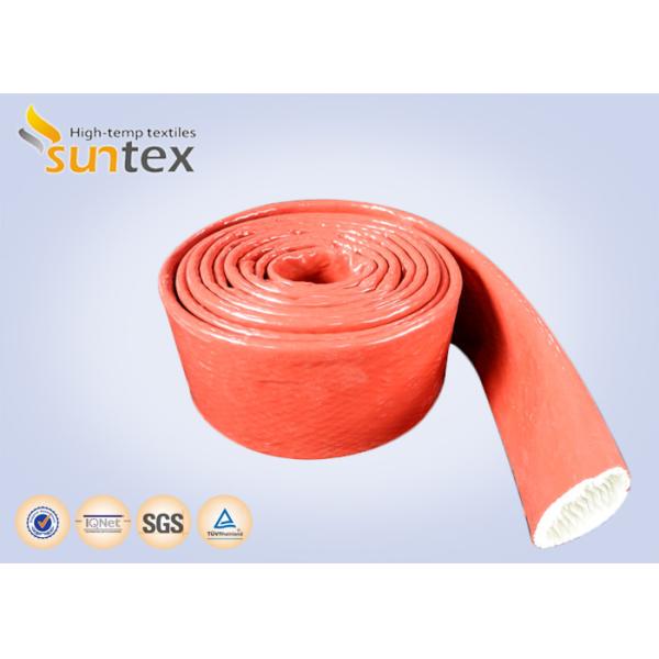 Quality 550C Heat Resistant Silicone Fiberglass Sleeve Insulation Cable Pipe Protection for sale