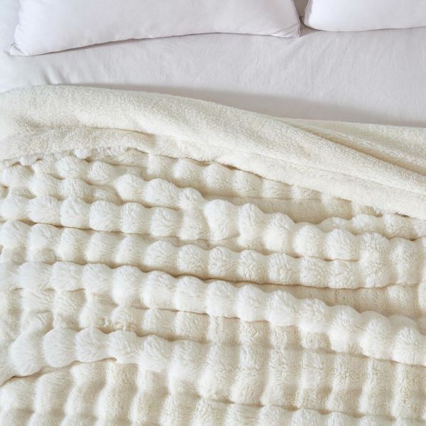 Quality Faux Rabbit Fur Blanket -250-350GSM Faux Rabbit，Solid， 100% polyester-Fleece, for sale