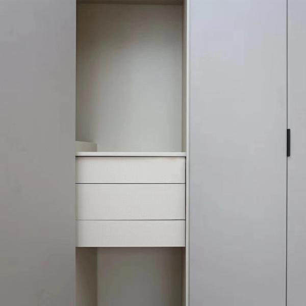 Quality Grey E1 Modern Wardrobe Closets Folding Door Wardrobe With Drawers for sale