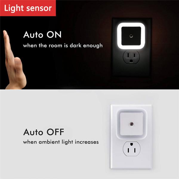 Quality 0.02A EU Wall Night Lamp Energy Saving Sensor Night Light For Baby Room for sale