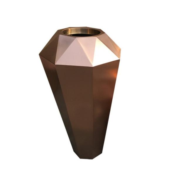 Quality Irregular Metal Flower Pots SS304 Rose Gold Planter Vertical for sale