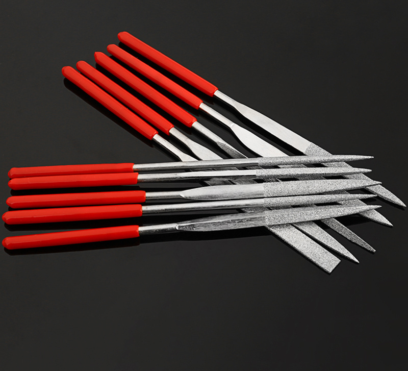 10PCS Half Round Shaped Plastic Coated Grip Handle Diamond Coted Needle File