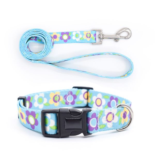 Quality Custom Leather Dog Collars And Leashes Set Striped Harness Collar Leash Set for sale