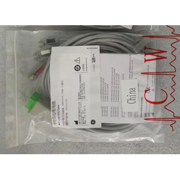 Quality 3 Lead W Grab ECG Machine Parts Multi Link Ge Ecg Leads Assy AHA.306M 12FT for sale