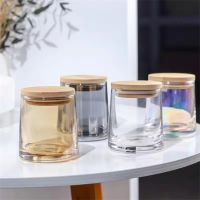 Quality Custom 10oz 300ml Colorful Glass Candle Cup Vessels Clear Glass Candle Jars for sale