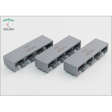 Quality Unshielded 1x4 Four Ports RJ45 Female Connector For Network Modem Grey Color for sale