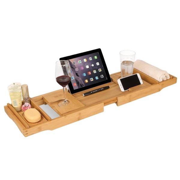 Quality Expandable Bamboo Bathtub Caddy Tray Customized 108.5x22.5x4.5cm for sale