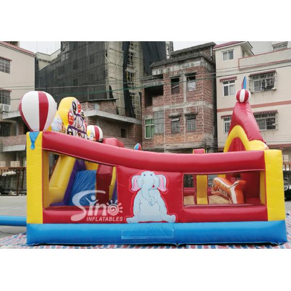 Quality Circus Clown Themed Inflatable Fun City Amusement Park With Slide Inside For for sale
