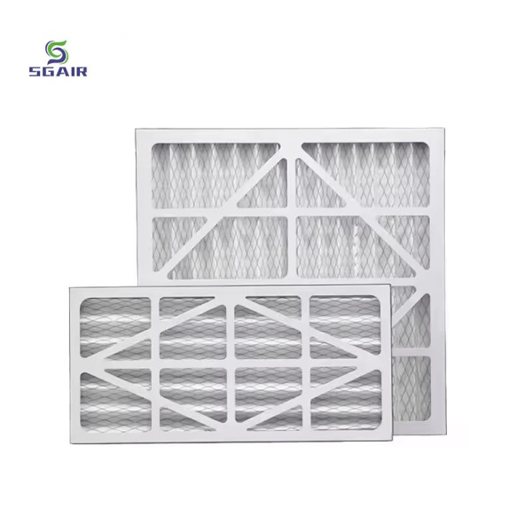 Quality White Cardboard Frame HVAC Pleated Air Filter Commercial For Air Conditioning for sale