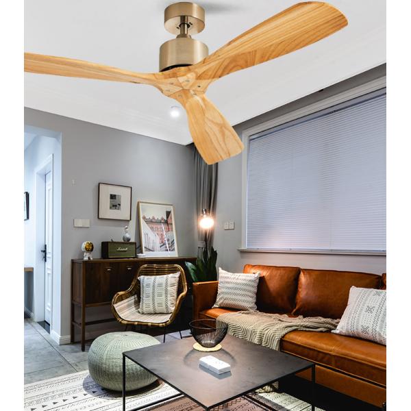 Quality 52" Solid Wood Ceiling Fan Real Wood Blade Ceiling Fan With Light for sale