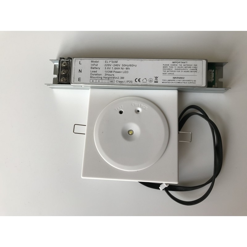 Fire-retardant recessed LED ceiling emergency light product display