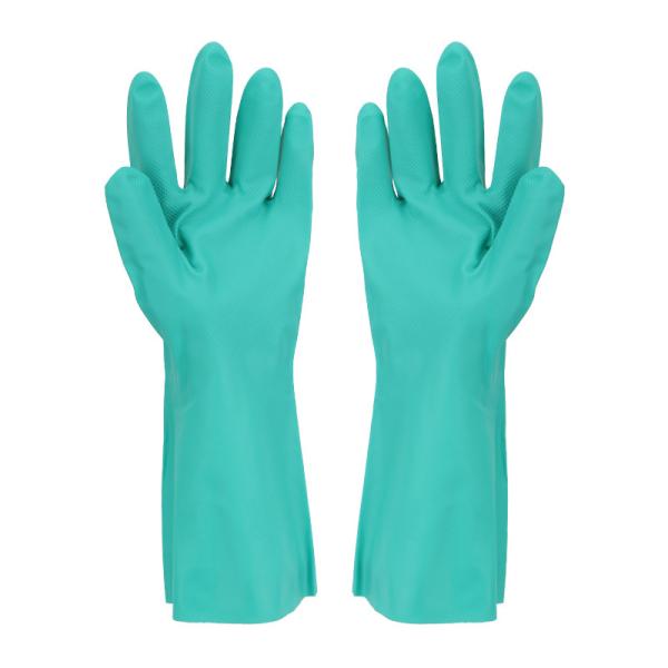 Quality Kitchen use  Green Nitrile Glove  Flocked Lining for sale