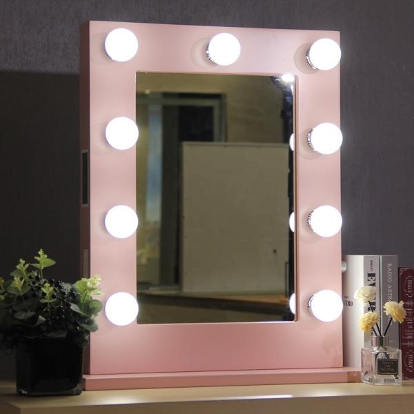 Quality Framed Makeup Mirror With Lights Smart Dimming Pink Led Makeup Mirror for sale