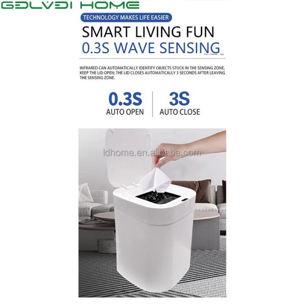 Quality Customized Touchless Automatic Trash Can Household Smart Sensor Dustbin White for sale