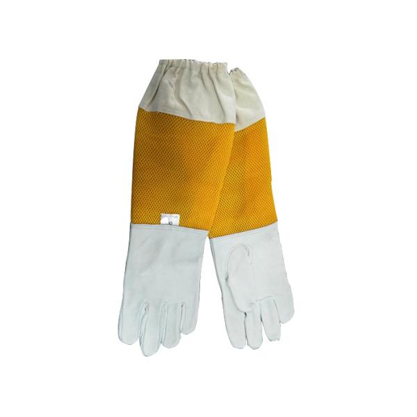 Quality Sheepskin Beekeeping Gloves with Yellow Ventilated Gridding Proof for sale