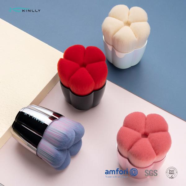 Quality Plastic Handle Flower Shape Kabuki Makeup Brushes For Face Cheek for sale