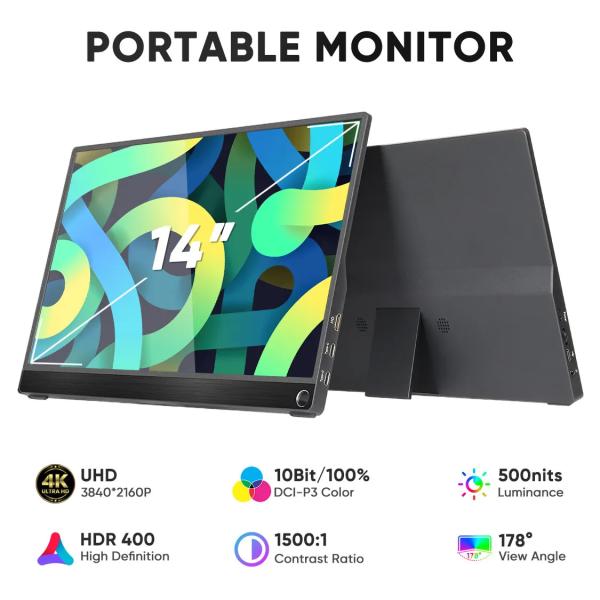 Quality Lightweight 14Inch 4K Playstation Portable Display Gaming Monitor Screen USB C for sale