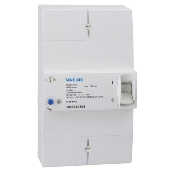 Quality 4 Pole ELCB Earth Leakage Circuit Breaker , 300mA ,500mA ELCB 3 phase 440V up 60A adjustable current for sale