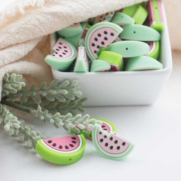Quality Red Watermelon Shaped Silicone Beads Soft For Baby Teething for sale