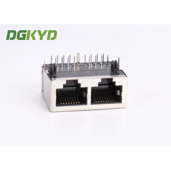 Quality PCB mount 10 / 100 BASE 2 Port RJ45 Network Connector with Lan Transformer for sale