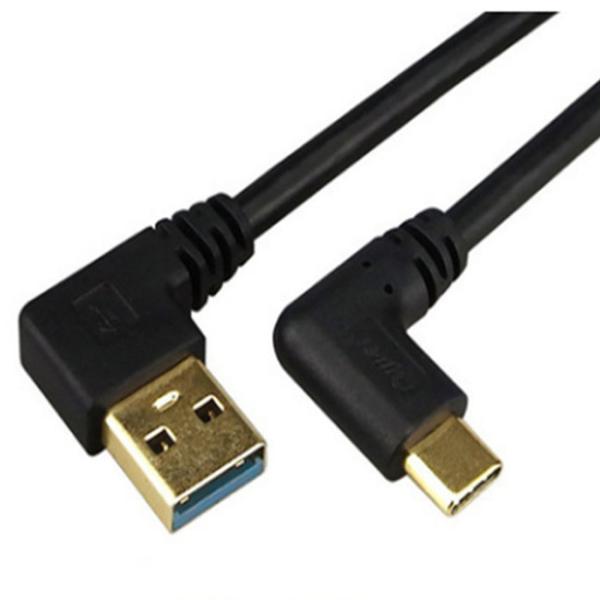 Quality 3A USB 3.1 Data Cable ODM 0.2m Double 90 Degree Elbow for sale